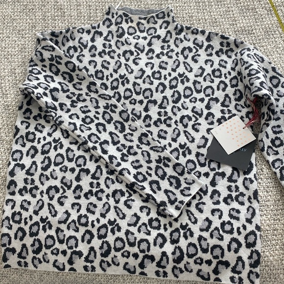 Sweaters | Nwt Leopard Print Sweater With Low Turtle Neck | Poshmark